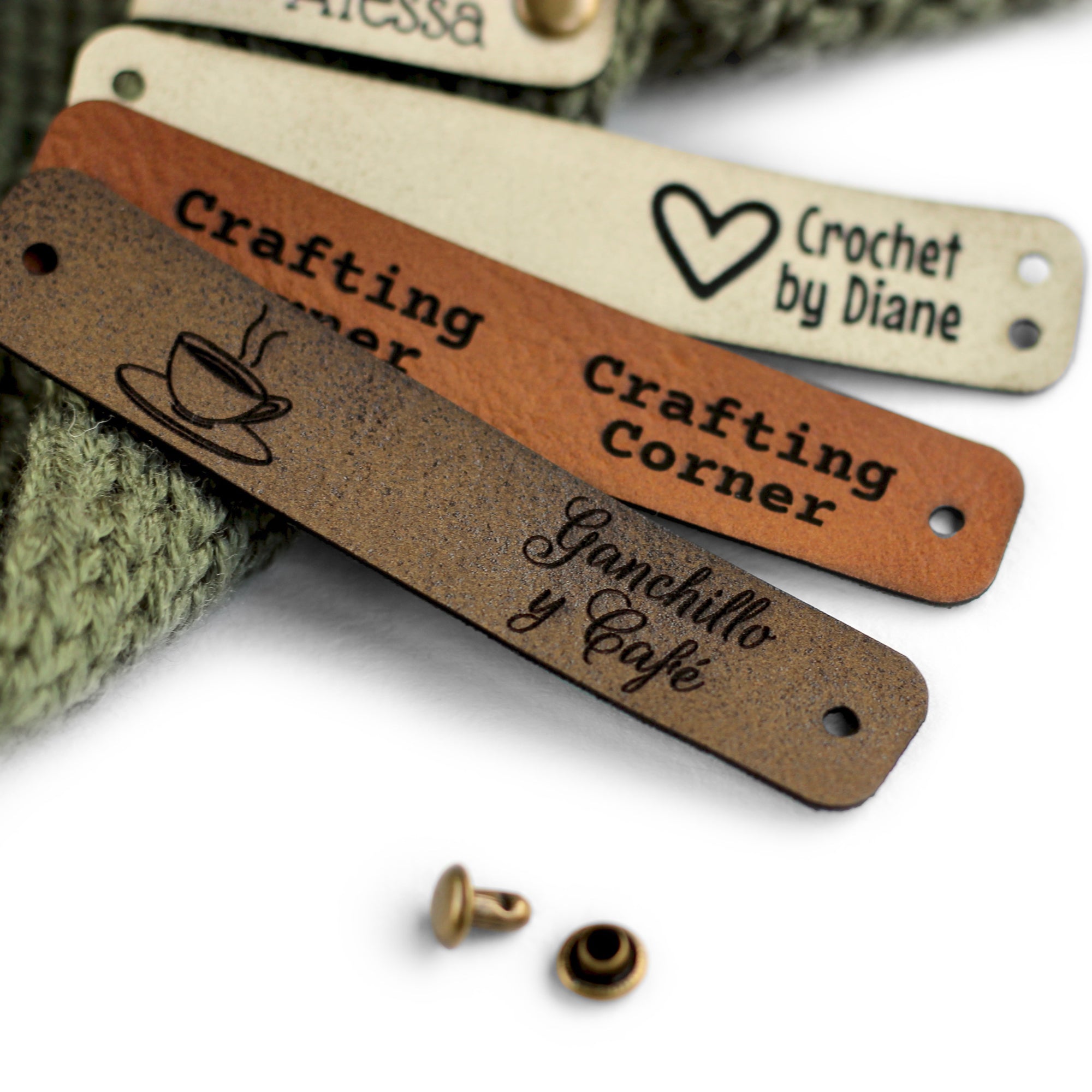 Custom Faux Leather Tags For Crochet and Knitting with Rivets⎜Washable ...